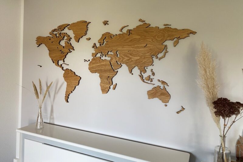 OAK, oiledWooden world map - Mapitstudio
